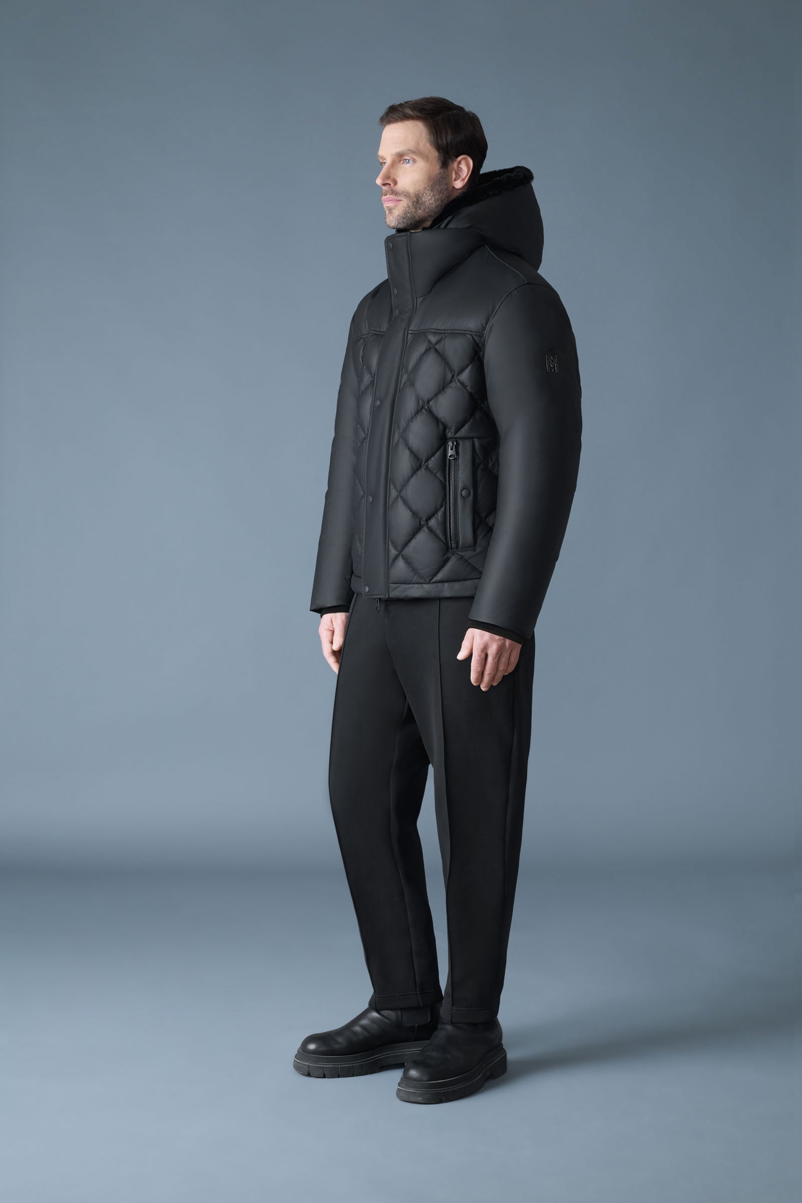 CASH Diamond-Quilted Leather Jacket With Shearling Hood for Men ...