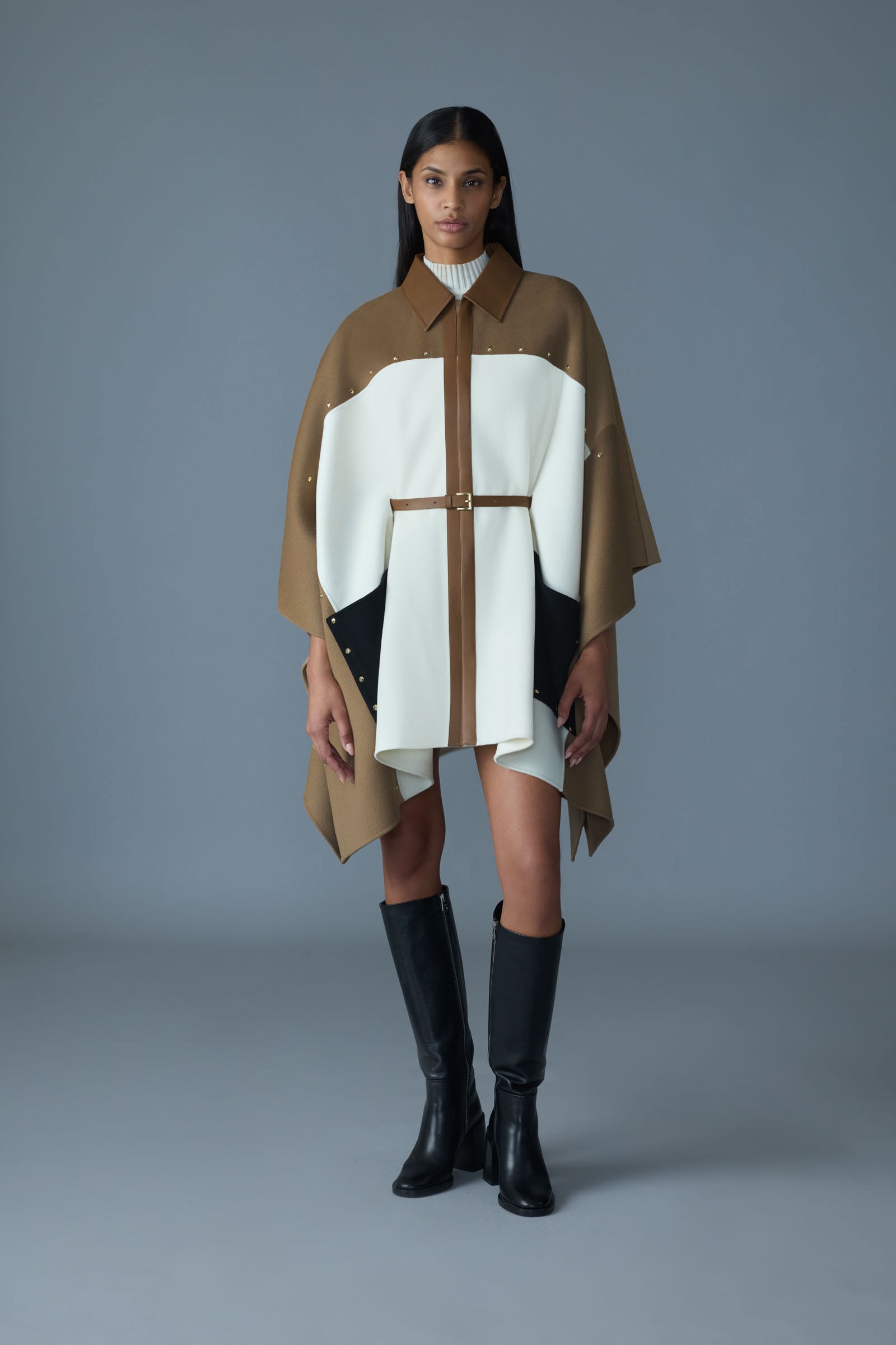 Moly - Studded Wool Cape Jacket | Mackage® CA