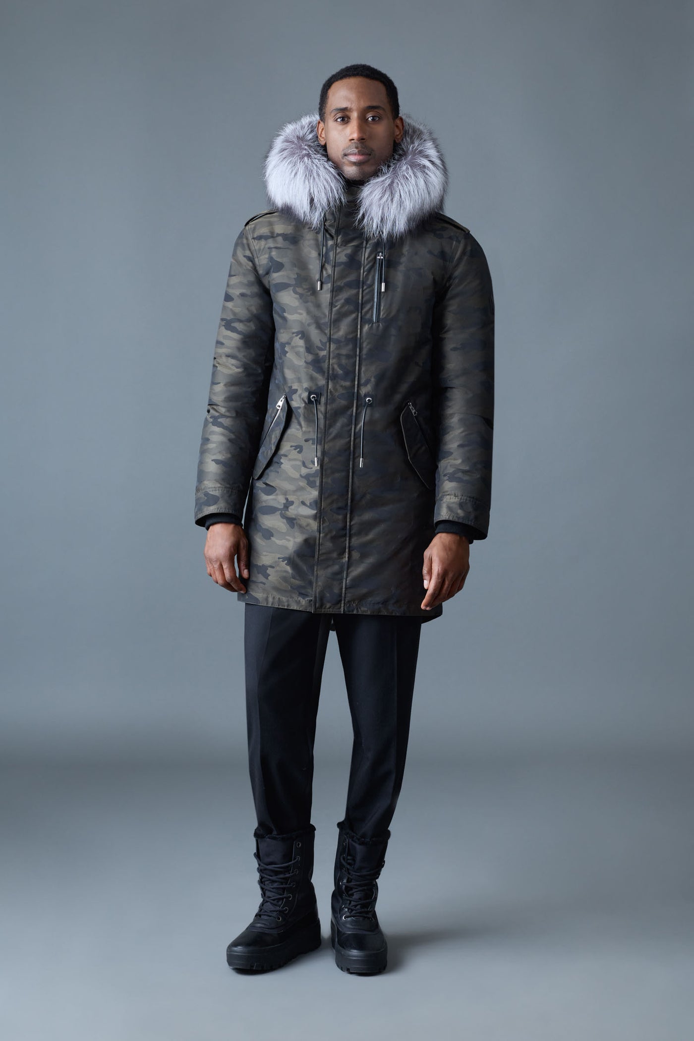 MORITZ-JC Fur-Lined Camo Down Parka for Men | Mackage® CA