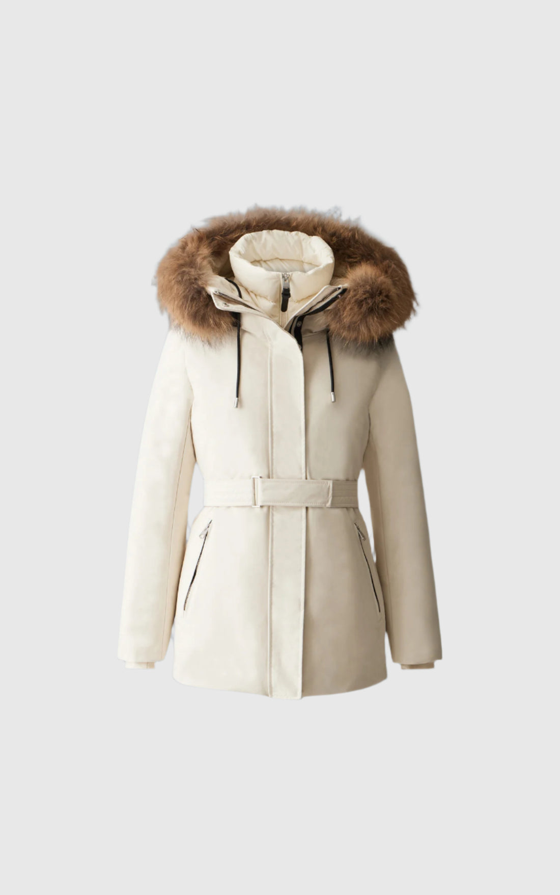 Jeni, 2-in-1 down parka with removable bib and natural fur for ladies ...