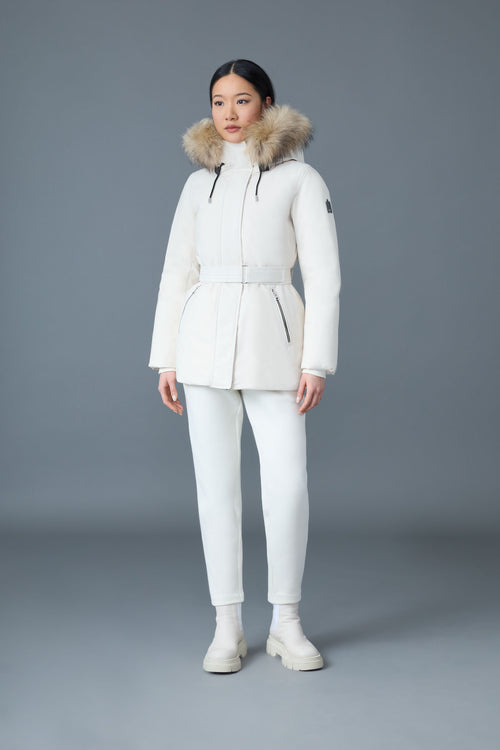 Jeni, 2-in-1 down parka with removable bib and natural fur for ladies ...