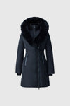 KAY-BX Down coat with blue fur for Women | Mackage® CA