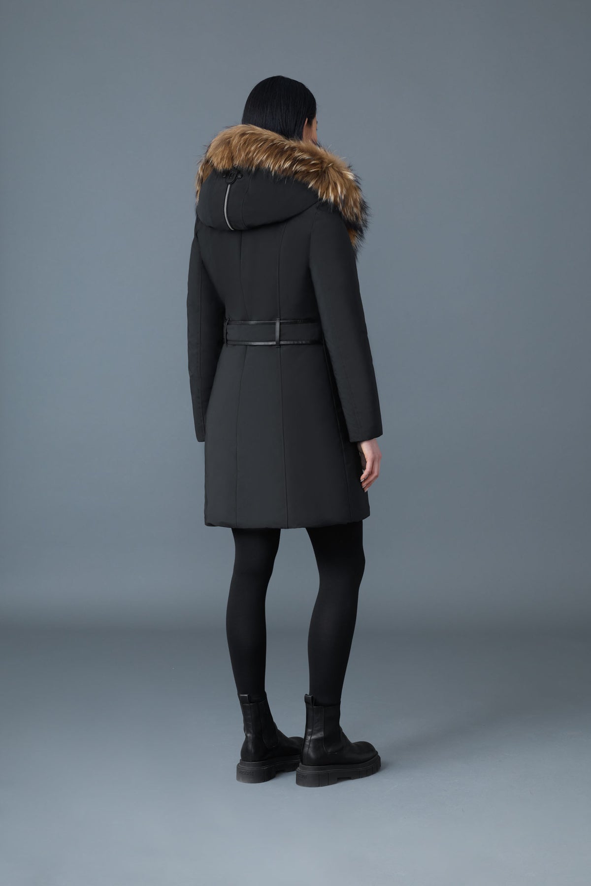 Trish-F, Powder Touch down coat with natural fur Signature Mackage ...